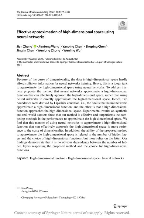 Effective Approximation Of High Dimensional Space Using Neural Networks