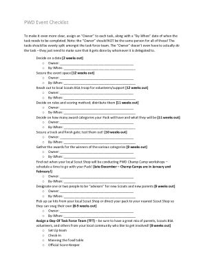 Fillable Online Event Planning Checklist Template Tips For Administrative Fax Email Print