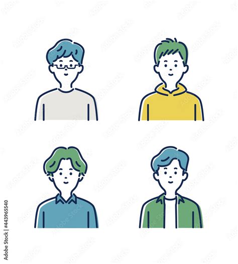 若い男性の表情のイラスト素材セット Stock Vector Adobe Stock