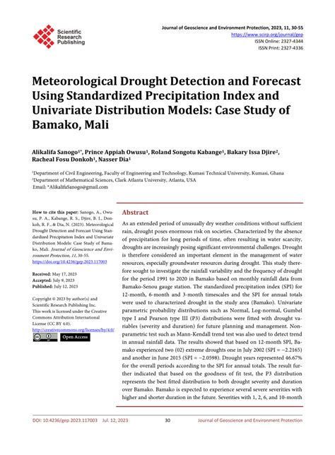 Pdf Meteorological Drought Detection And Forecast Using Standardized