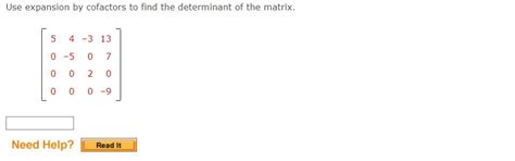 solved use expansion by cofactors to find the determinant of