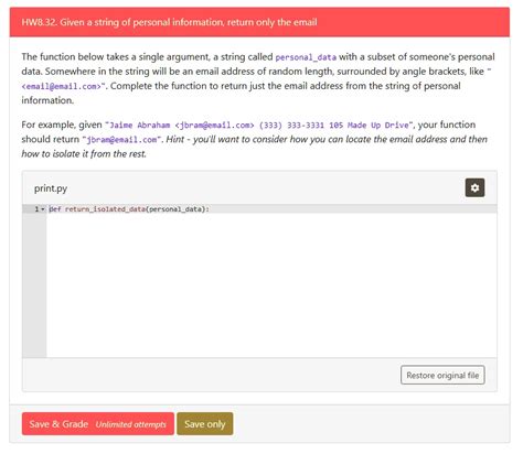 solved hw8 32 given a string of personal information return only the