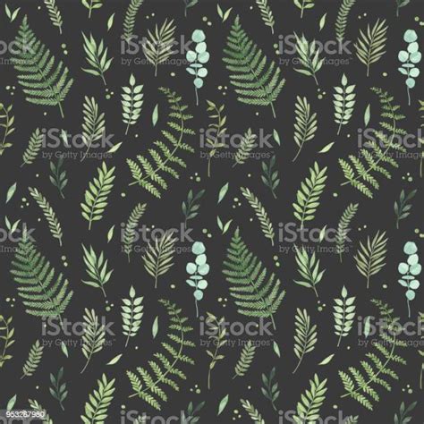 벡터 수채화 완벽 한 패턴입니다 봄은 오고 있다 녹색 잎 가지 허브와 식물 배경 꽃 디자인 요소입니다 초대장 카드 포장 직물 섬유에 대 한 완벽 한 청첩장에 대한 스톡 벡터