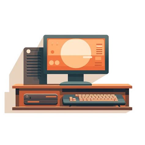 Premium Vector A Computer Monitor With A Keyboard And Mouse On A Desk