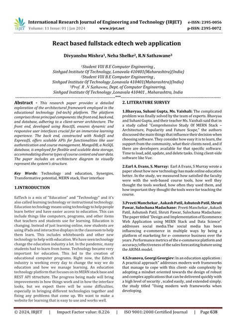 React Based Fullstack Edtech Web Application Pdf