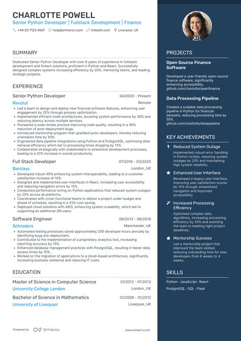 Python Developer Cv Examples And Guide For 2025
