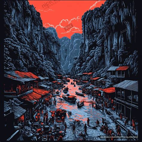 Ai创作图土家族城市插画 融水县风光插画 苗寨插画 洪崖洞插画 瞿塘峡插画 雁荡山插画 旱码头插画 毫州版画插画雕刻素材 手绘茅台镇 武夷岩茶插画 茶马古道插画 九曲溪插画 洪崖洞版画 陕北线