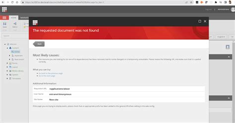 Sitecore 1031 The Requested Document Was Not Found Due To
