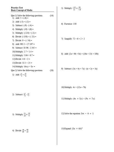 Basic Concept Test Pdf