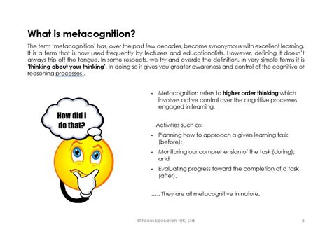 Accelerating Pupil Progress By Applying The Principles Of Metacognitio