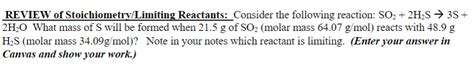 Solved REVIEW Of Stoichiometry Limiting Reactants Consider Chegg
