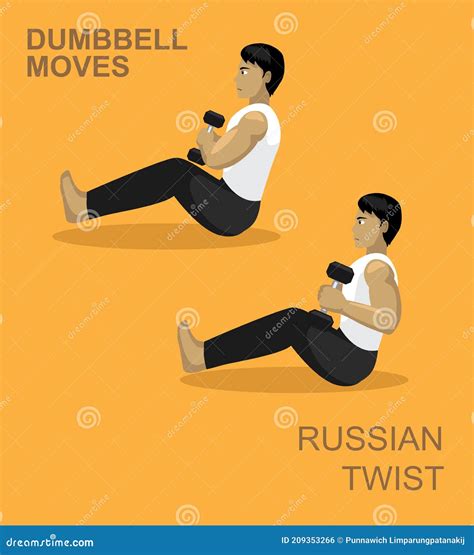 Russian Twist Dumbbell Moves Manga Gym Set Illustration Cartoondealer
