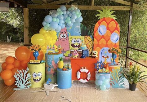 Custom Spongebob Round Arch Photo Covers Festa Do Bob Esponja Festa De Aniversário Do Bob