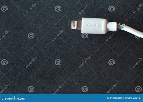 Broken Usb Cable Close Up Stock Photo Image Of Hand