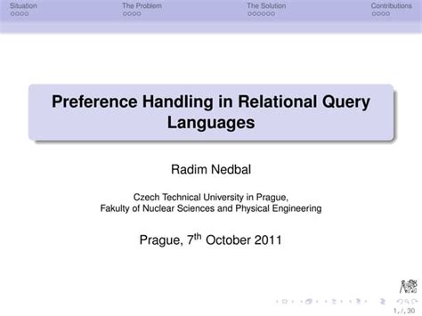 Preference Handling In Relational Query Languages Ppt
