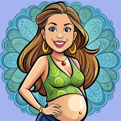 A Pregnant Woman With A Blue Background That Says Pregnant Premium Ai