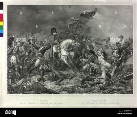 Napoleon At The Battle Of Waterloo 18th June 1815 Lithograph By J