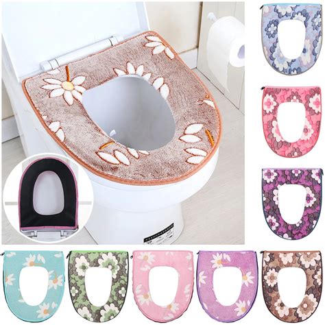 Universal Flannel Zipper Soft Toilet Seat Cover Pad Top Cover Warmer