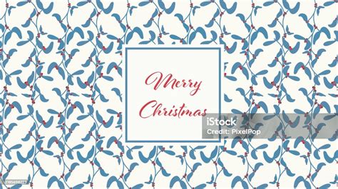 메리 크리스마스 배너 겨우살이 패턴 겨울 풍경 축제 타이포그래피가 있는 미니멀리스트 홀리데이 디자인 카드 12월에 대한 스톡 벡터 아트 및 기타 이미지 Istock
