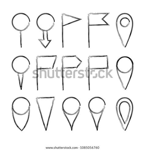 Map Pointers Hand Drawn Sketch Vector Stock Vector Royalty Free Shutterstock