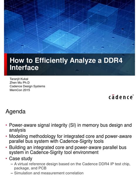 Sigrity How To Efficiently Analyze Ddr4 Interface Cp Pdf Spice