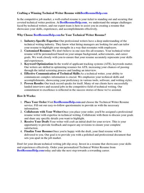 Technical Writer Resume Pdf Documentation Résumé