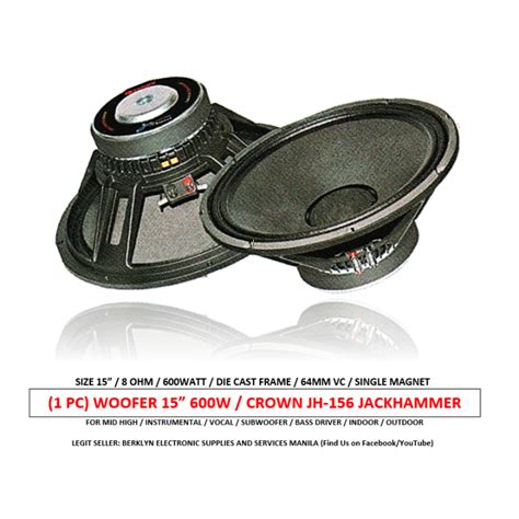 Crown Jh 156 Jack Hammer Seres Size 15 600w Single Magnet