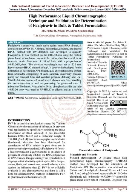 High Performance Liquid Chromatographic Technique And Validation For Determination Of