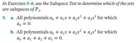 Solved In Exercises 5 6 Use The Subspace Test To Determine Chegg Com