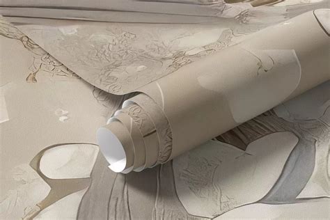 Фотошпалери Чарівне дерево з білими квітами на тлі хмар в цікавому стилі в ніжних теплих тонах