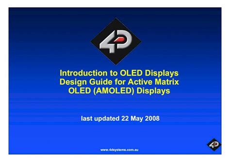 Pdf Introduction To Oled Displays Design Guide For Active Matrix Oled