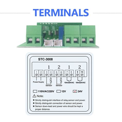 Stc 3008 Dual Led Digit Tube Thermometer Dc 24v Temperature Controller Dual Ntc Thermostat
