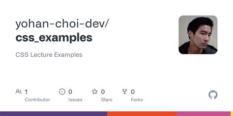 GitHub Yohan Choi Dev Css Examples CSS Lecture Examples