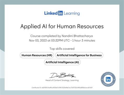 Nandini Bhattacharya On Linkedin Certificate Of Completion