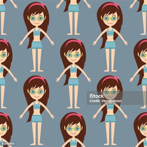 스트리트 패션 여자 모델 착용 완벽 한 패턴 스타일 유행 유행 여자 캐릭터 옷 보이는 벡터 일러스트 레이 션 고립 색상에 대한 스톡 벡터 아트 및 기타 이미지 Istock