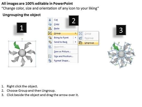 7 Arrows Converging Towards Single Task Process Cycle Motion Network PowerP