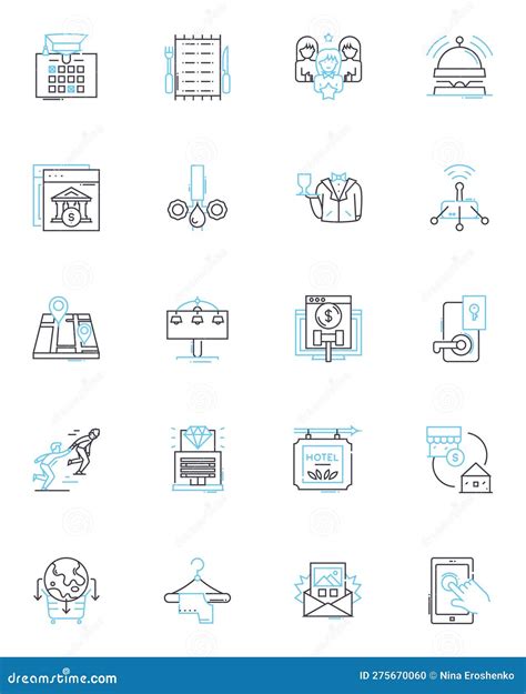 Patron Service Linear Icons Set Assistance Support Helpdesk Courtesy Care Hospitality