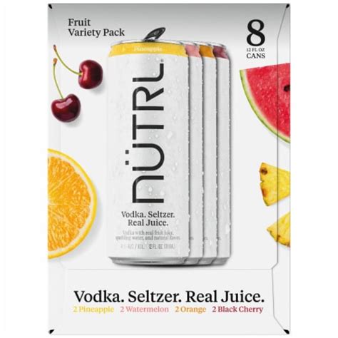 Nutrl Real Juice Vodka Hard Seltzer Variety Pack Gluten Free 8 Pack 12 Fl Oz Qfc