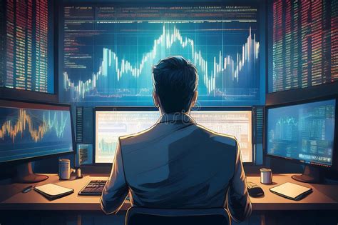 Trader Analyzing Stock Market Trends With Multiple Screens Displaying