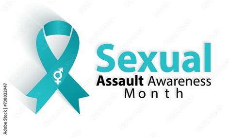 Sexual Assault Awareness Month Concept Banner With Teal Ribbon Vector