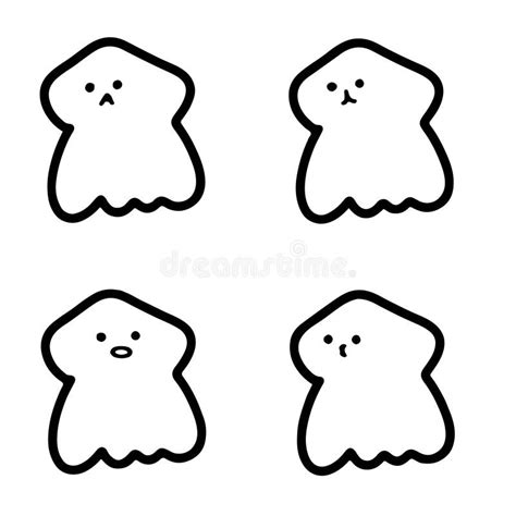 Adorable Squid Illustrations Cute Hand Drawings For Creative Projects Minimalist Design Stock