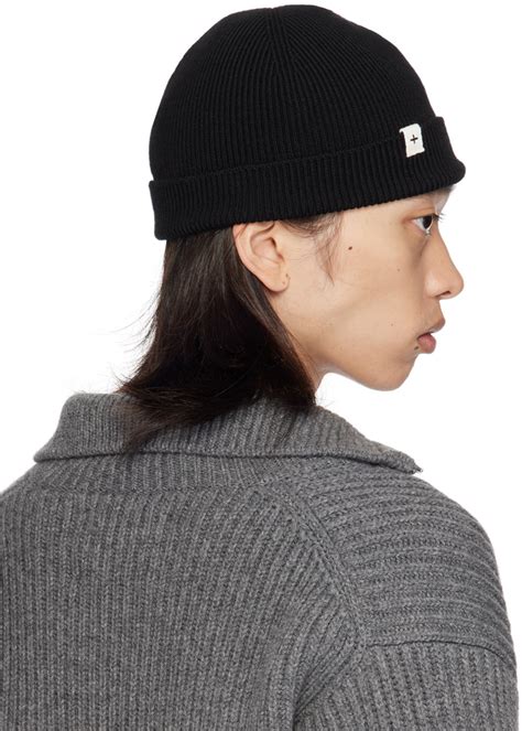 Jil Sander Black Fine Merino Wool Rib Beanie Jil Sander