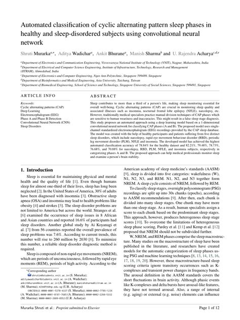 Pdf Automated Classification Of Cyclic Alternating Pattern Sleep