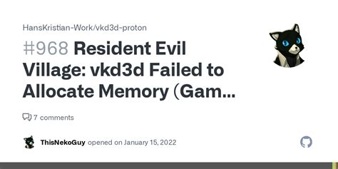resident evil village vkd3d failed to allocate memory game freeze