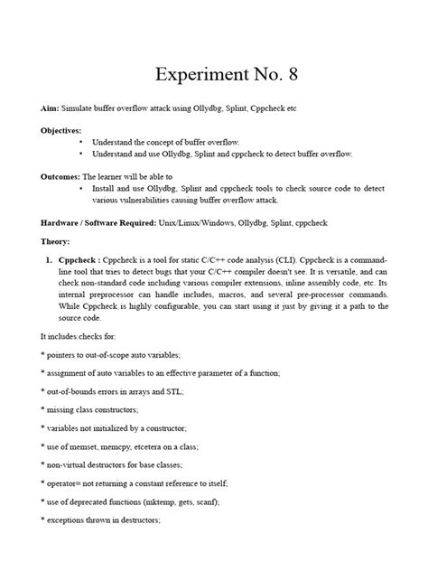 Buffer Overflow Css Experiment Pdf