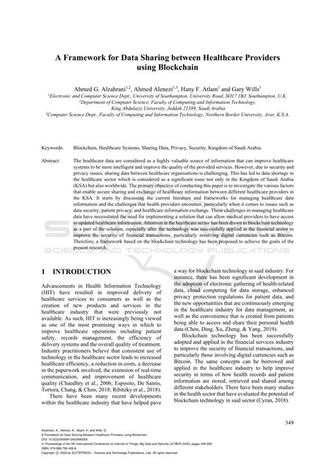 Pdf A Framework For Data Sharing Between Healthcare Providers Using Blockchain