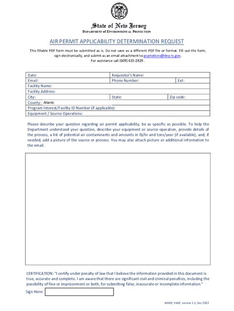 Fillable Online Permit Applicability Determination Form Permit Applicability Determination Form