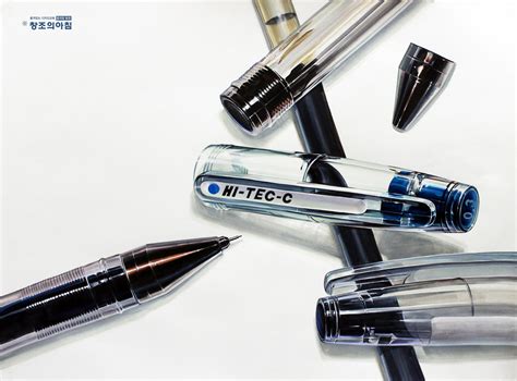 홍대앞창조의아침기초디자인 금속질감표현 투명체질감표현 플라스틱투명체표현 화면구성 하이테크펜 볼펜 질감 미술실