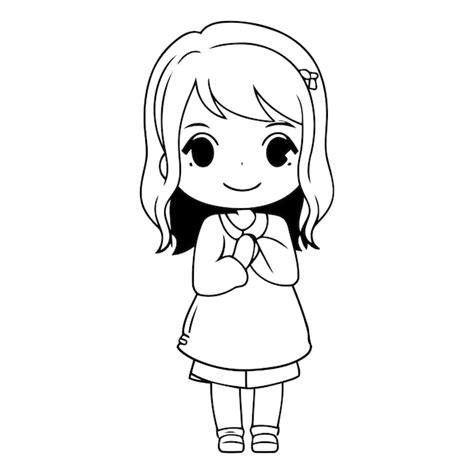 파란 드레스 디자인을 입은 귀여운 어린 소녀 프리미엄 Ai 생성 벡터