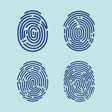 User Finger Scan Icon Set Fingerprint Touch Biometric Id Symbol Modern Account Thumbprint
